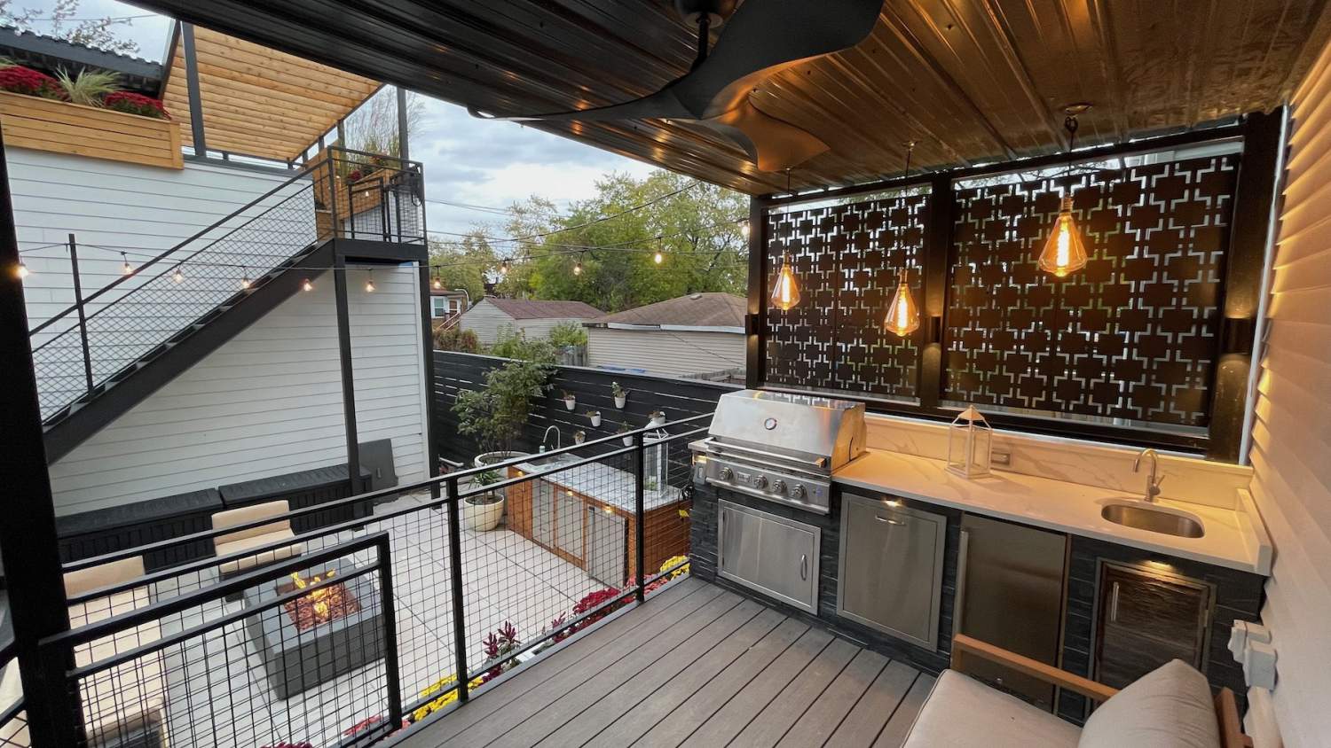 Elevated Deck With Outdoor Kitchen & Pergola - JLV Builders
